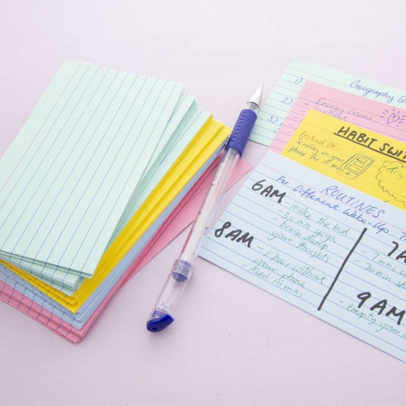 Bazic Ruled Index Cards, 3x5, 100 Sheets, Assorted Colours