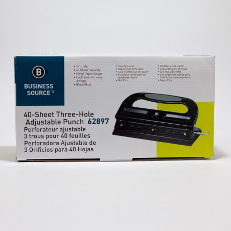 Business Source 3-Hole Adjustable Punch, Heavy Duty