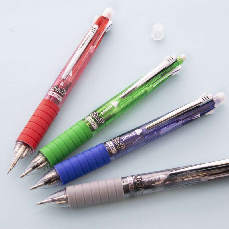 Bazic 2in1 Ballpoint Pen & Mechanical Pencil w/ Grip