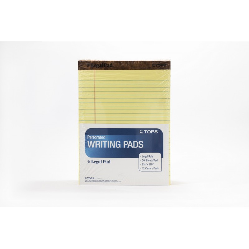 TOPS Writing Pads Legal Ruled 8 x11 Canary TOPS Writing Pads Legal Ruled 8 x11 Canary