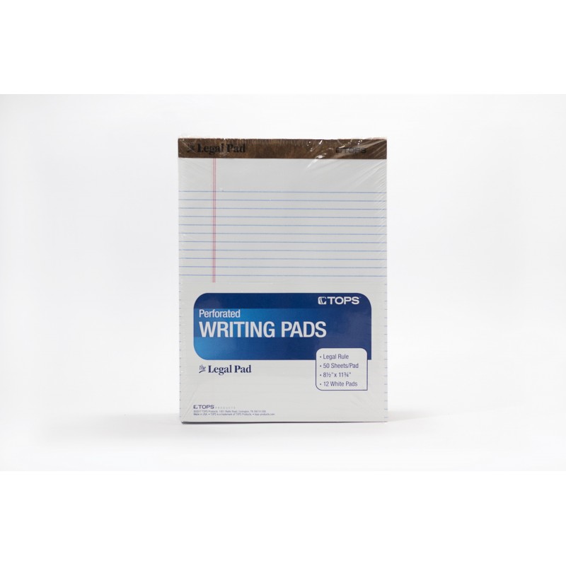 TOPS Writing Pads, Legal Ruled, 8½x14, 12pk, White
