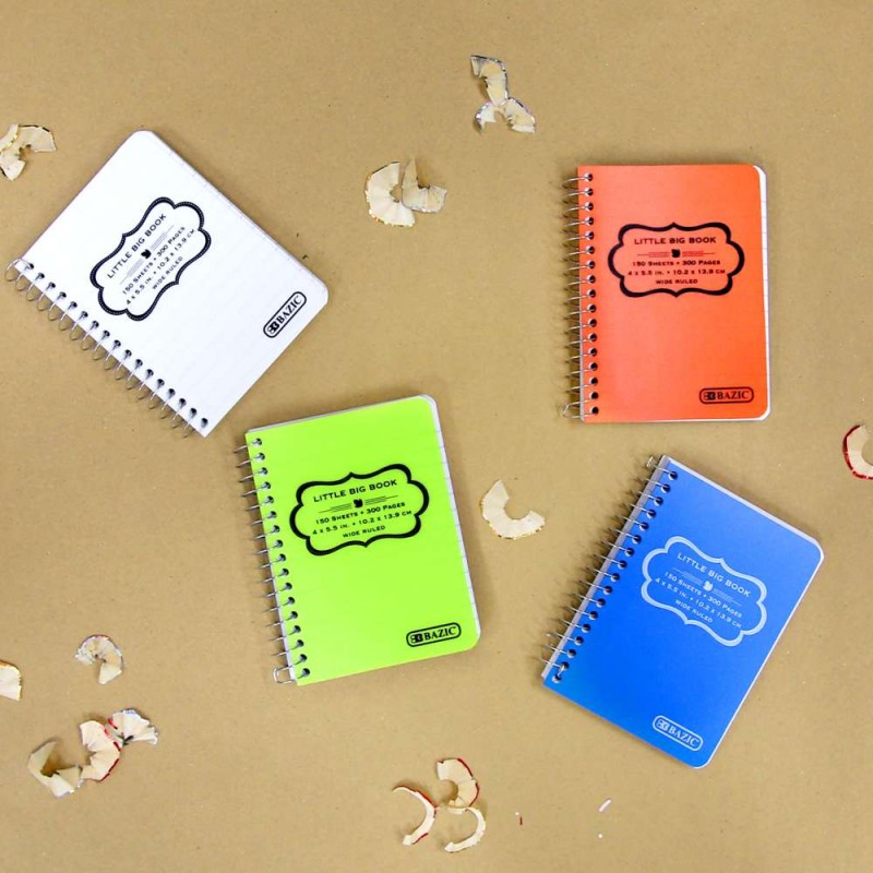 Bazic Spiral Fat Book Poly Cover 4" X 5½" 150 sheets